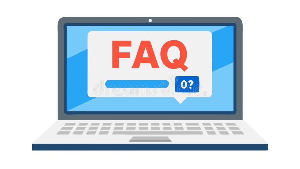 Laptop with FAQ Display, Customer Support & Information Access, Vector Design Generative AI ...