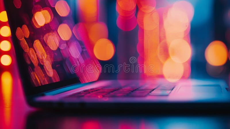A Laptop Featuring a Blurry, Visually Appealing Background Full of ...