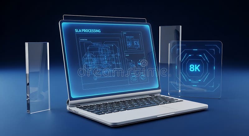 Laptop Featuring a Transparent Glass Screen Displaying a Digital ...