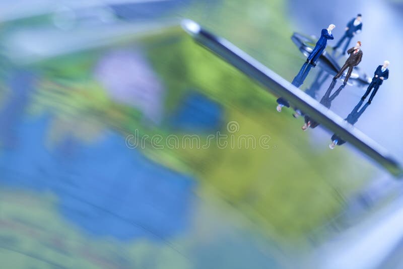 Laptop with Figure Over Chrome Stock Image - Image of consultant ...