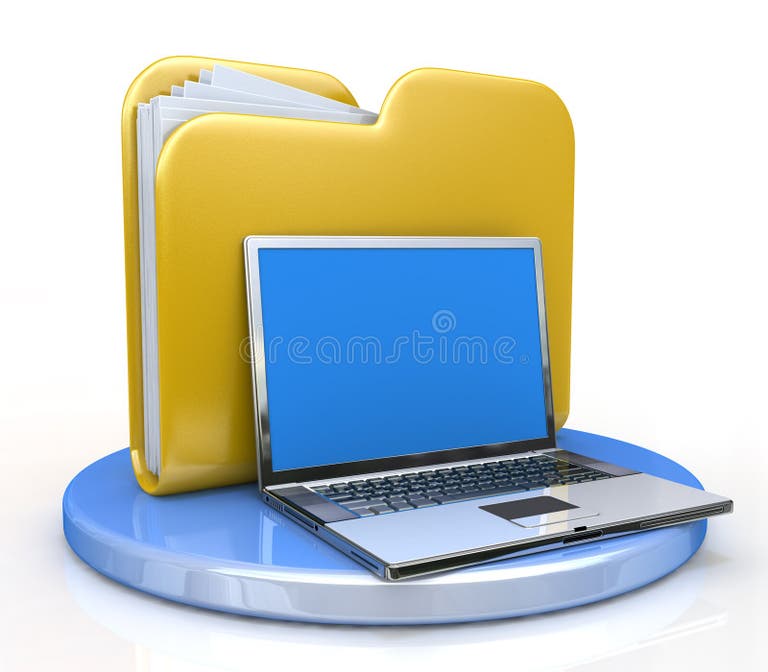 Laptop and file folder stock illustration. Illustration of rendered ...