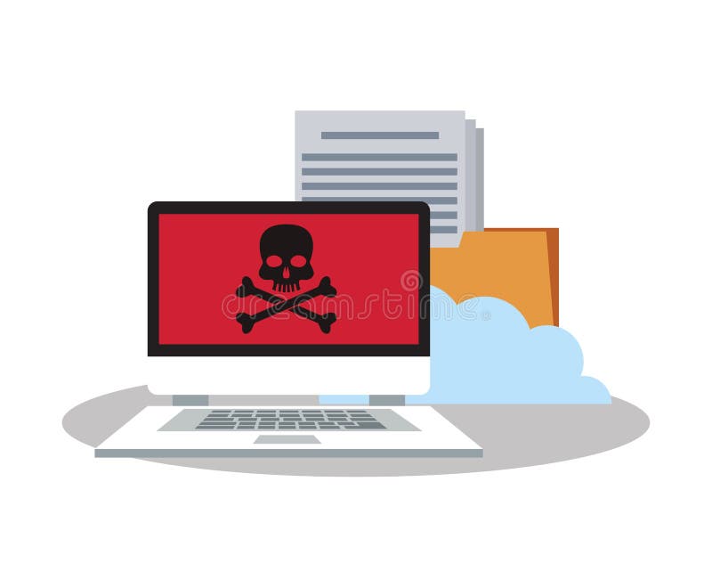 Laptop File and Security System Design Stock Vector - Illustration of ...