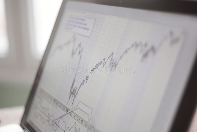 Laptop with Financial Chart on the Screen.close Up Stock Photo - Image ...