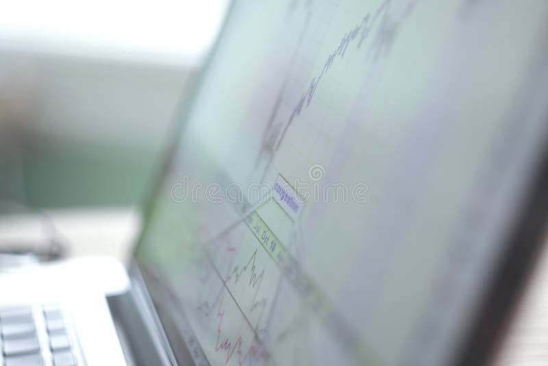 Laptop with Financial Chart on the Screen.close Up Stock Photo - Image ...