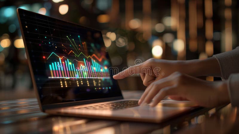 The Laptop with Financial Graphs.AI Generated Image Stock Photo - Image ...