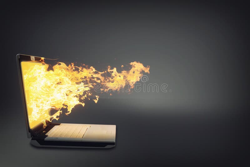 Laptop on fire stock image. Image of cyber, busy, occupation - 141517907