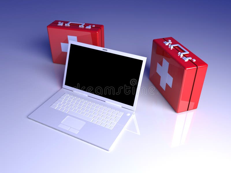 Computer First aid stock illustration. Illustration of cable - 13189312