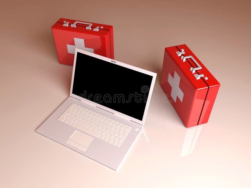 Computer First aid stock illustration. Illustration of cable - 13189312