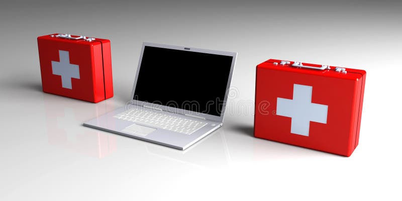 Computer First aid stock illustration. Illustration of cable - 13189312