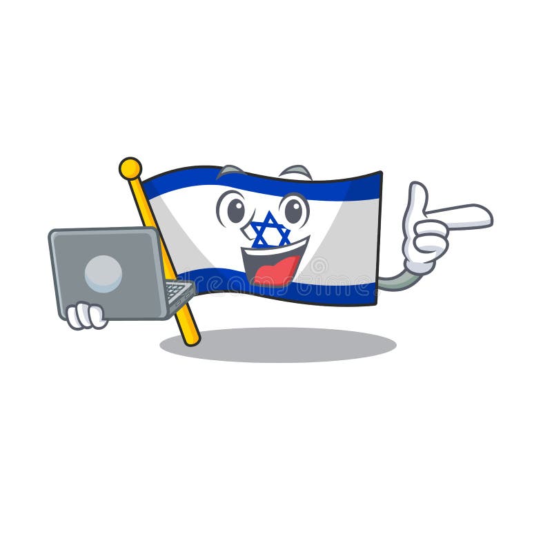With Laptop Flag Israel Isolated with the Cartoon Stock Vector ...