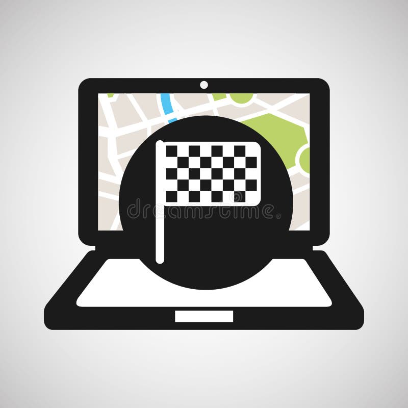 Laptop flag map gps stock vector. Illustration of device - 81235877