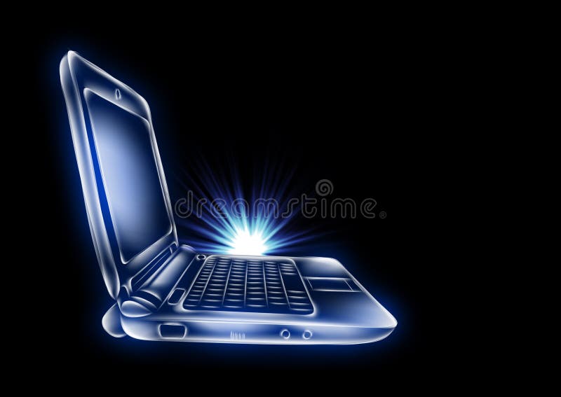 Laptop and flash light stock illustration. Illustration of flash - 9451698