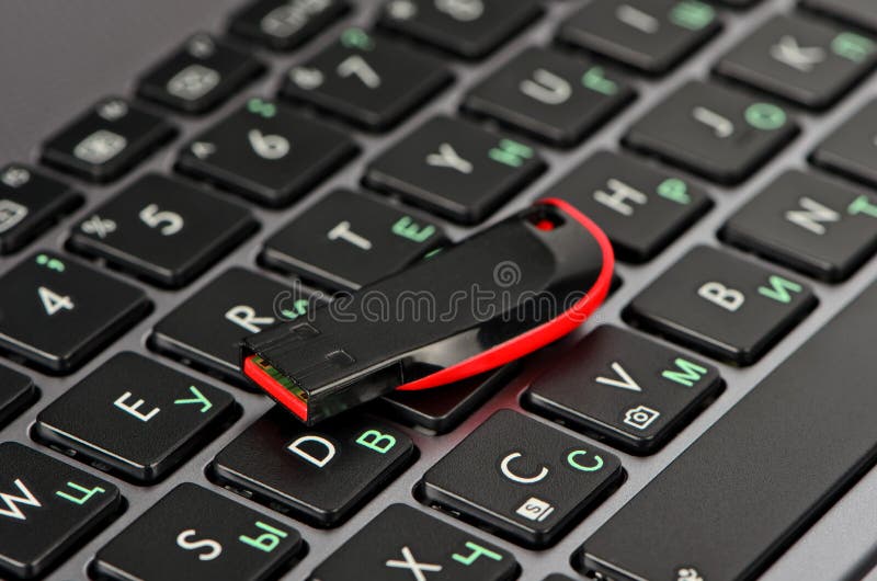 Laptop and flash memory stock photo. Image of system - 66623112