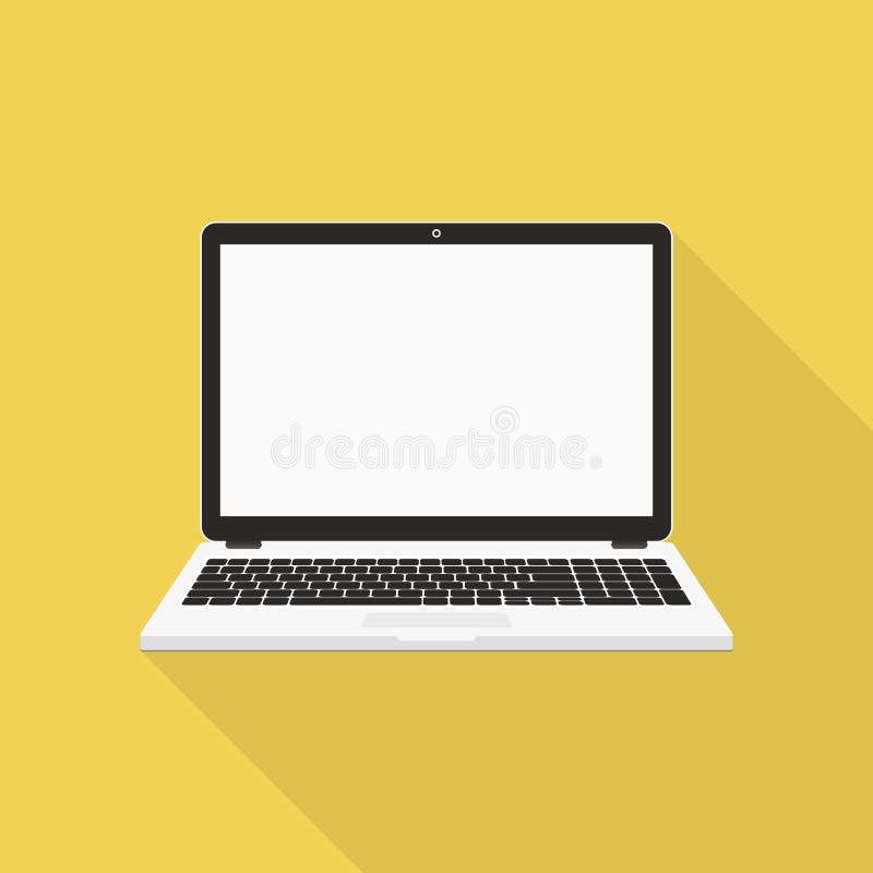 Laptop Flat Icon, Long Shadow Design. Vector Illustration. Stock Vector ...