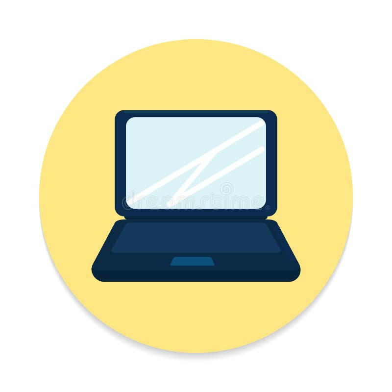 Laptop Flat Icon. Round Colorful Button, Circular Vector Sign Stock ...