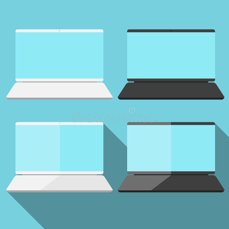 Laptop in flat style stock vector. Illustration of globe - 45110012