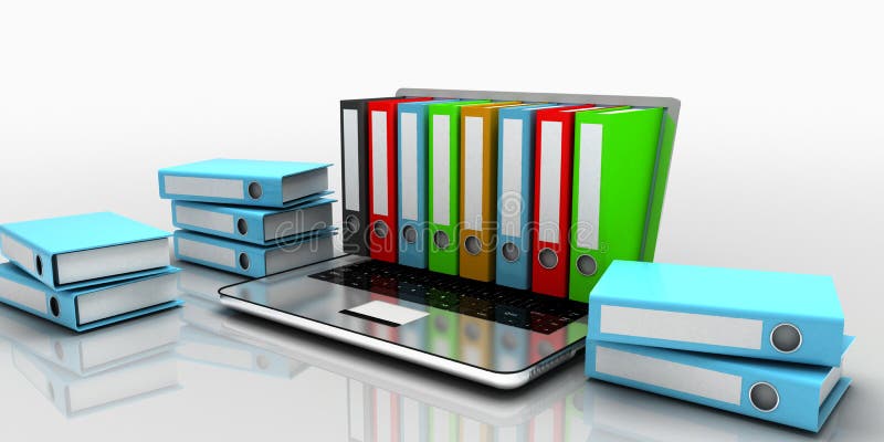 Laptop Folder Concept. 3d Illustration Stock Illustration ...