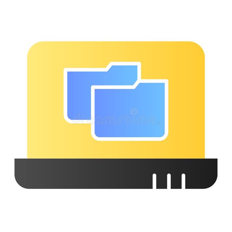 Laptop Folder Thin Line Icon. File Folder on Notebook Vector ...