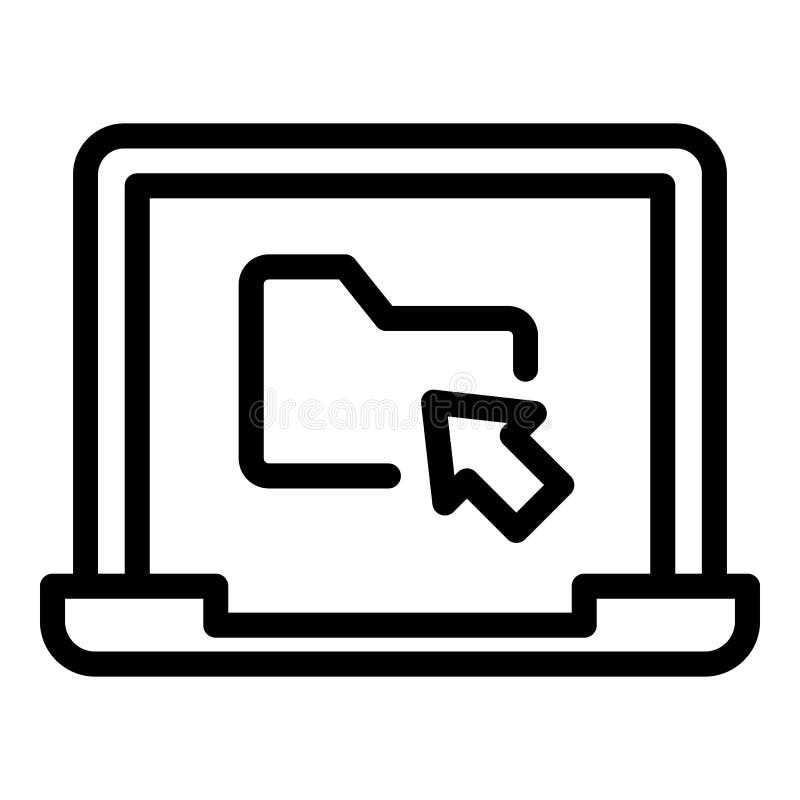 Laptop Folder Icon Outline Vector. Computer Document Stock Vector ...