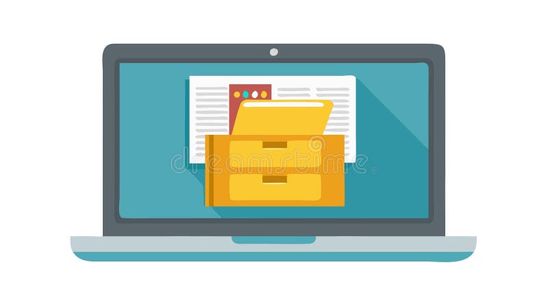 Laptop with Folder Stack, Organized Digital File Management, Vector Design Generative AI Stock ...