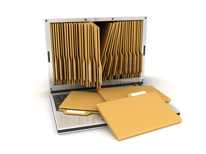 Laptop 3d and files stock illustration. Illustration of symbol - 30705264