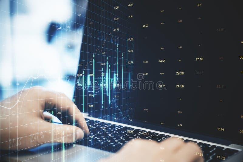 Laptop with forex chart stock illustration. Illustration of finance ...