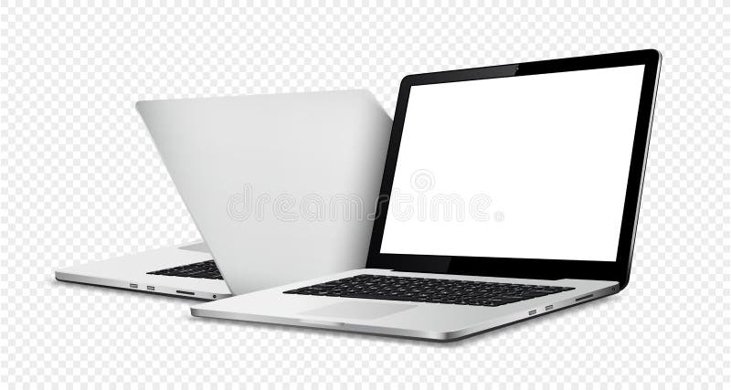 Laptop Front and Back Side Isolated on White Background Stock Vector ...