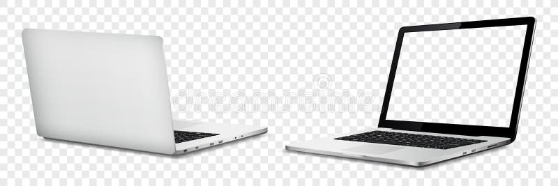 Laptop Front and Back Side Isolated on White Background Stock Vector ...