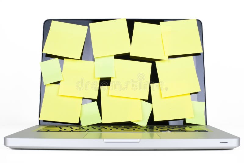 Laptop Full of Post it stock photo. Image of open, listing - 43917676