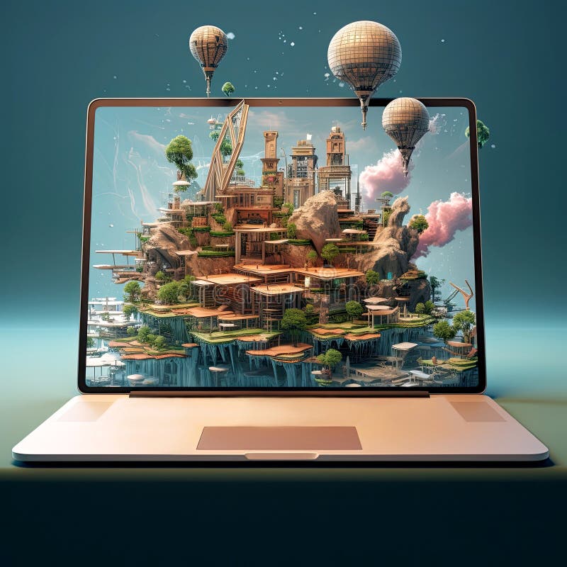 A Laptop of the Future with a Three-dimensional Image of the Monitor ...
