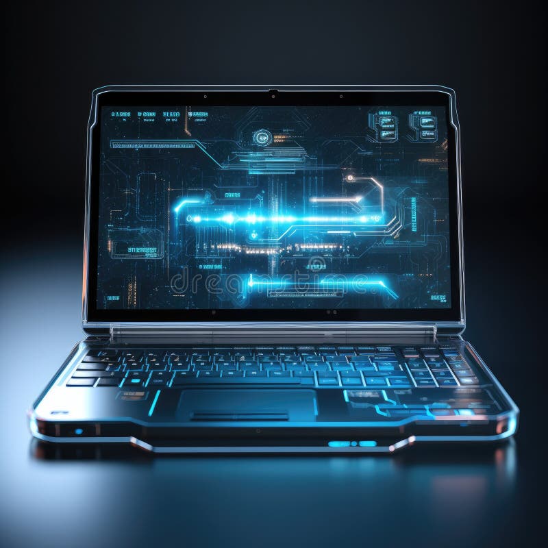 Laptop with Futuristic Technology Background. Generative AI Stock Image ...