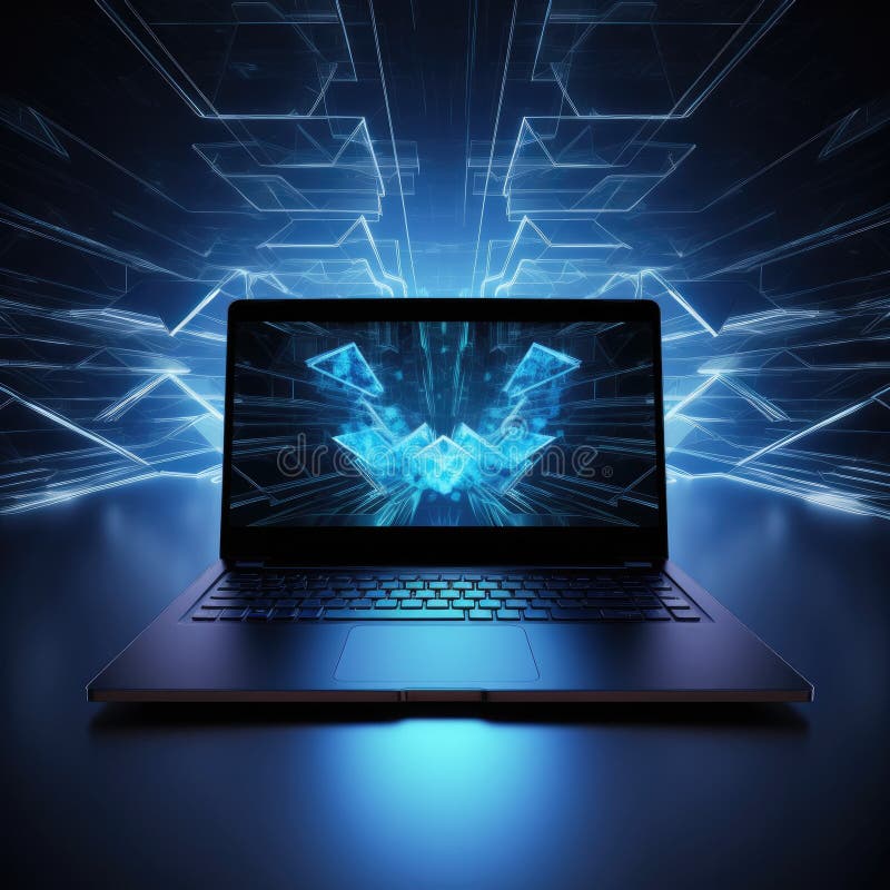 Laptop with Futuristic Technology Background. Generative AI Stock Image ...