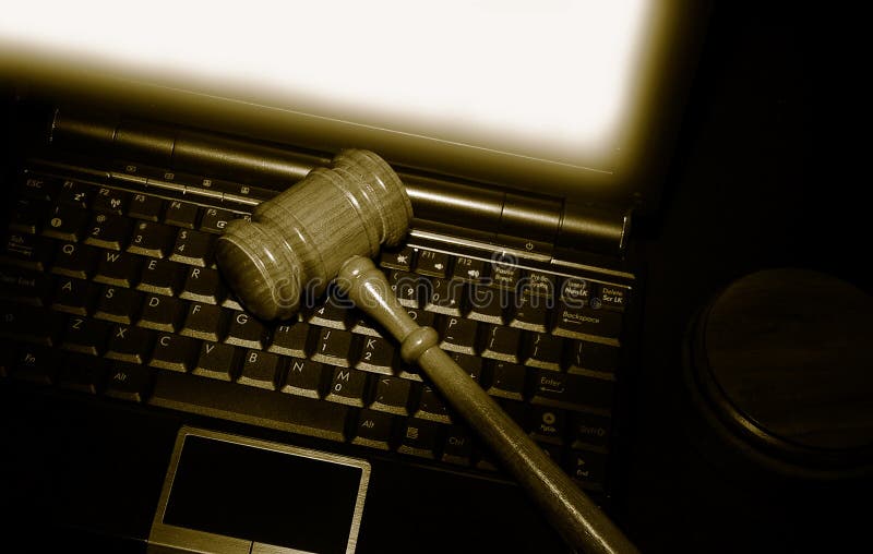 Laptop gavel stock image. Image of cyber, technology - 14806003