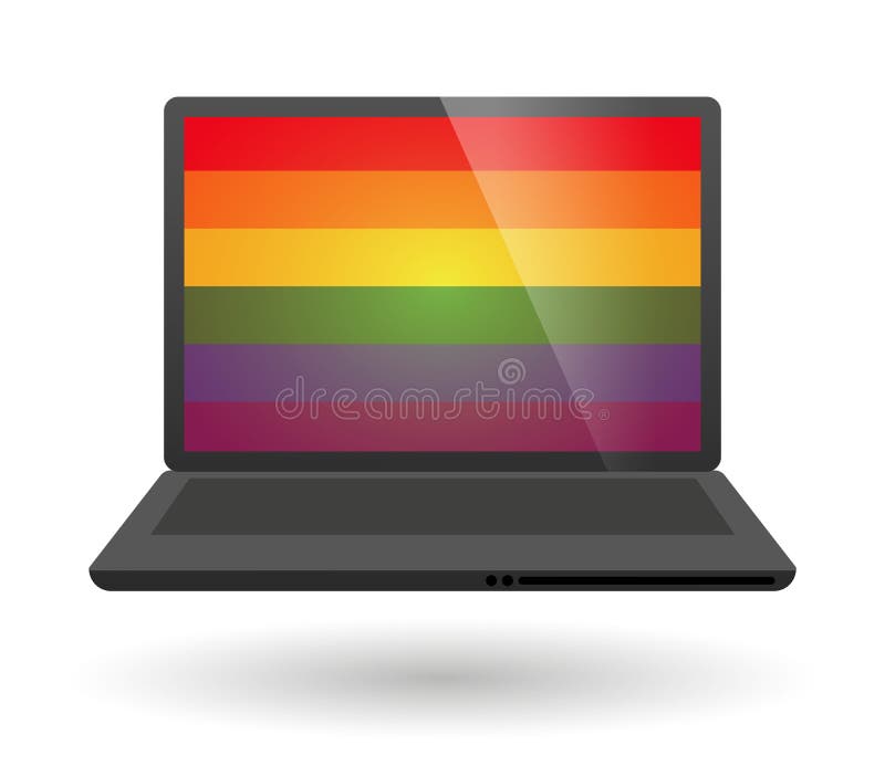 Laptop with a Gay Pride Flag Stock Illustration - Illustration of ...
