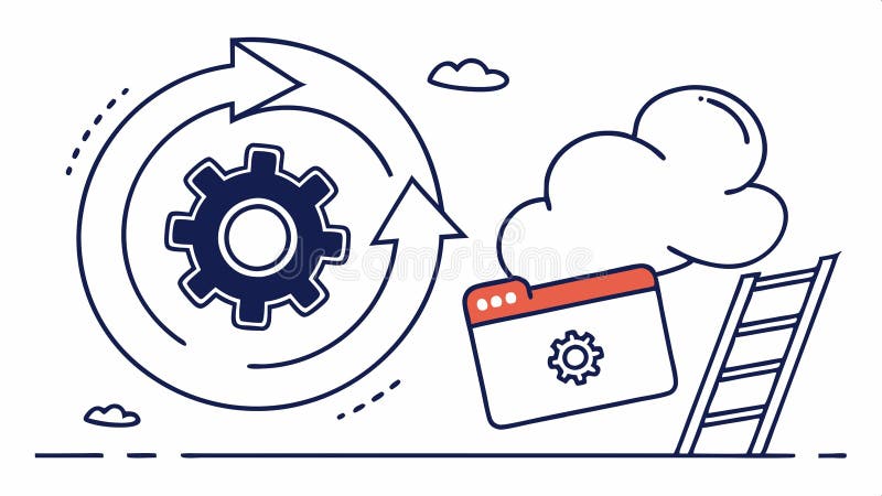 Laptop with Gear and Arrow, Software Update, and System Upgrade Vector ...