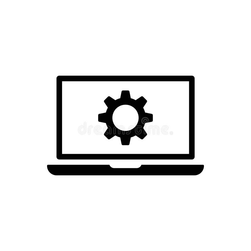Laptop and gear stock vector. Illustration of steel, computer - 14392480