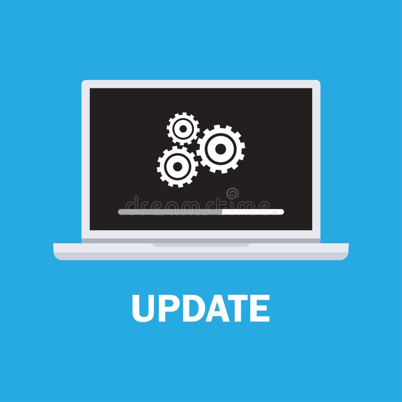 Laptop and Gears, Data Update. Stock Vector - Illustration of updating ...