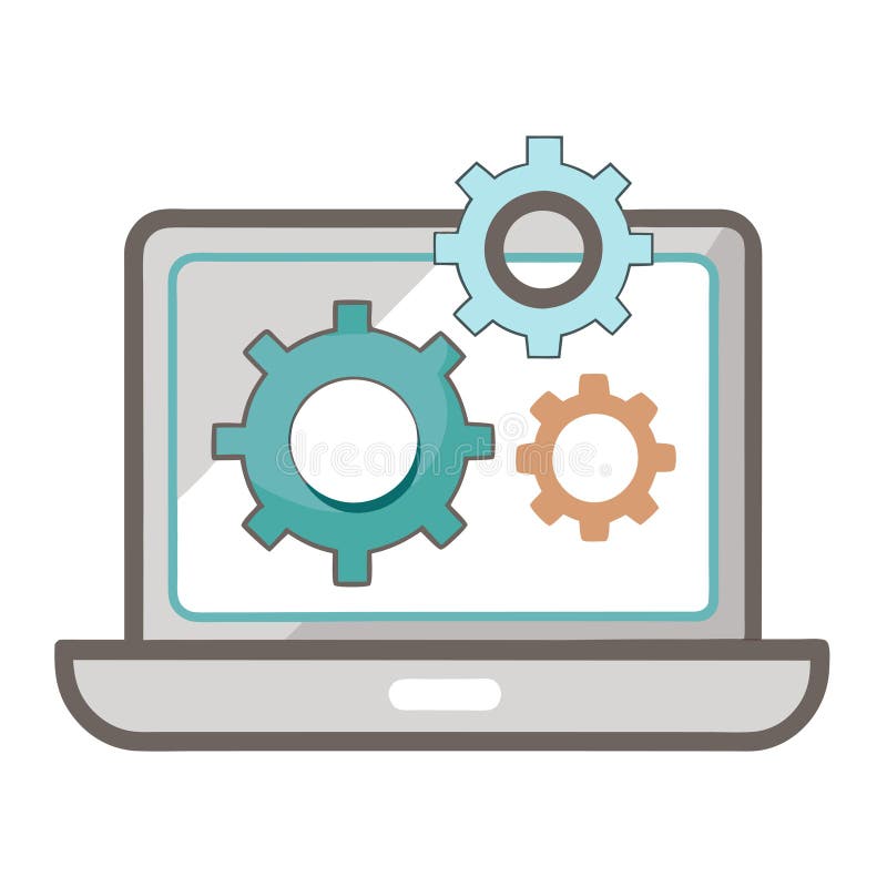 Laptop with Gears: Development, System Setting, Software Updates ...