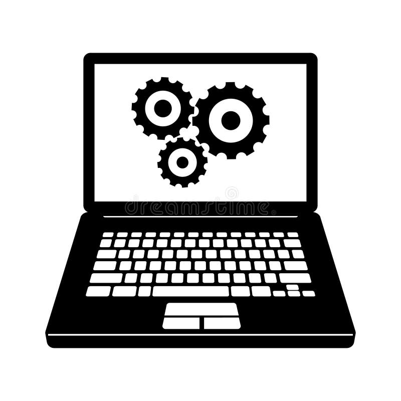 Laptop with gears icon stock vector. Illustration of service - 101684005 Laptop with gears icon stock vector. Illustration of service - 101684005