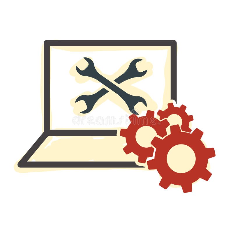 Laptop and Gears Icon, Service Notebook, Computer Repair Logo Template ... Laptop and Gears Icon, Service Notebook, Computer Repair Logo Template ...