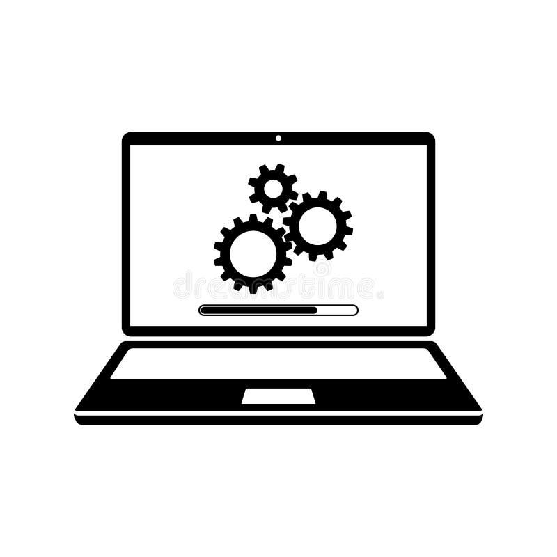 Laptop and Gears Icon with Update Screen. Update Process, Install New ...