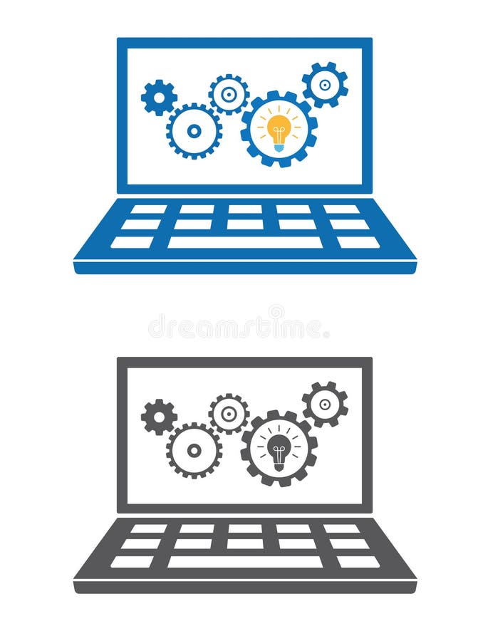 Laptop with Gears Mechanism Stock Vector - Illustration of monitor ...