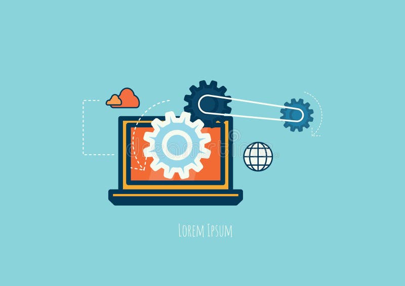 Laptop and Gears. Vector Illustration Decorative Design Stock Vector ...