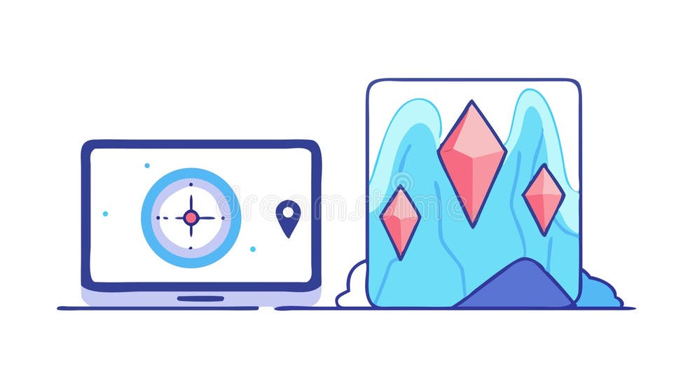 Laptop with Geolocation, Symbolizing Digital Mapping and Earth Science, Vector Design Generative ...