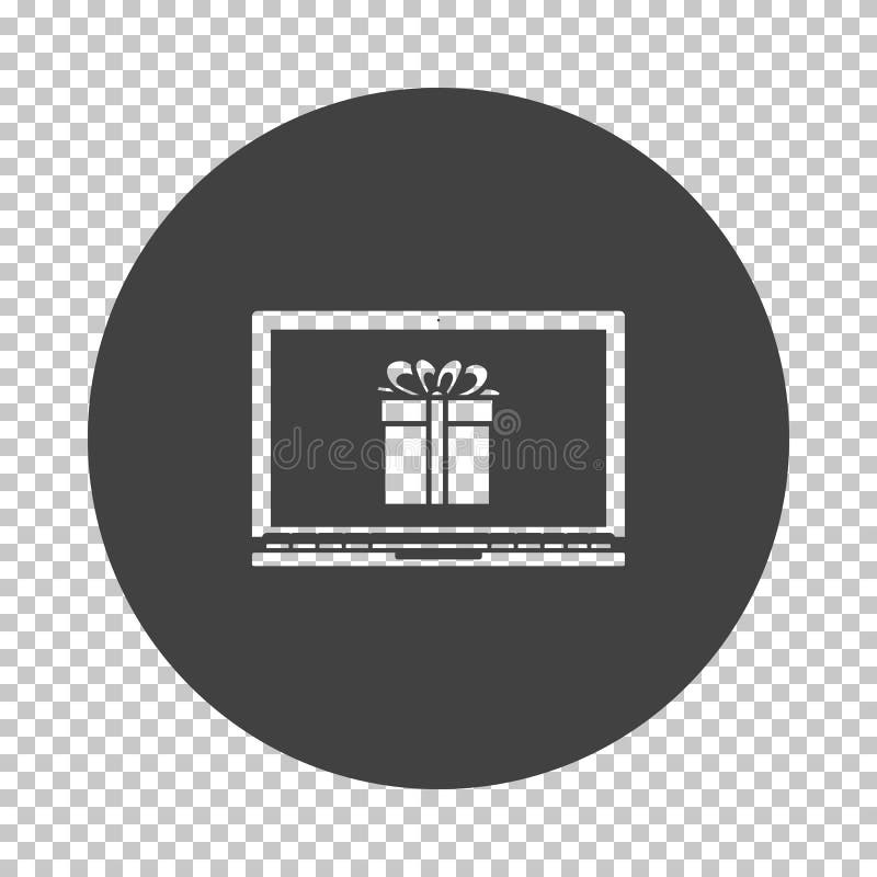 Laptop with Gift Box on Screen Icon Stock Vector - Illustration of ...