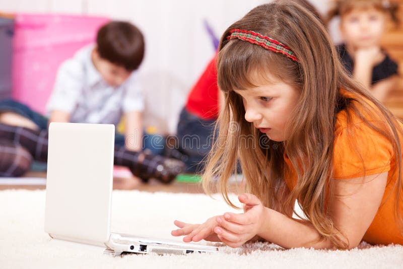 Laptop girl stock image. Image of girl, friendship, education - 18976669