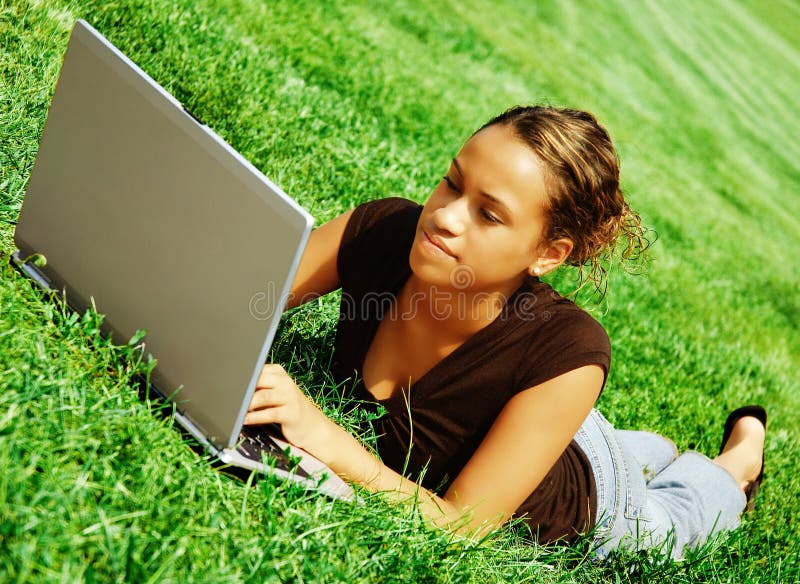 Laptop Girl stock photo. Image of enjoyment, cute, computer - 6906650