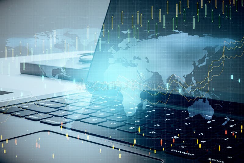 Man with Laptop, Global Technology Network Stock Image - Image of ...