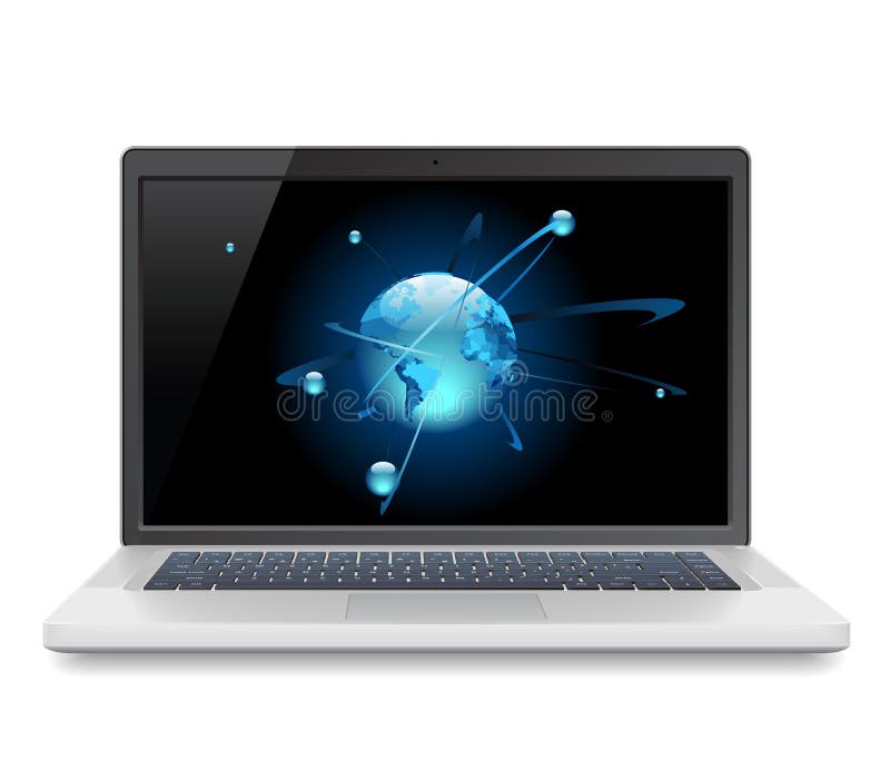 Laptop and Globe stock vector. Illustration of technology - 17182308