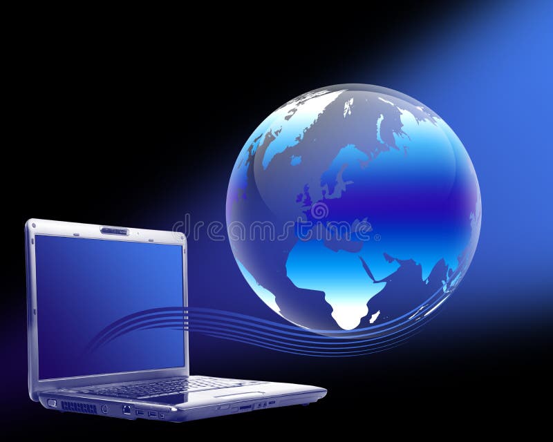 Laptop globe stock illustration. Illustration of globe - 5836111